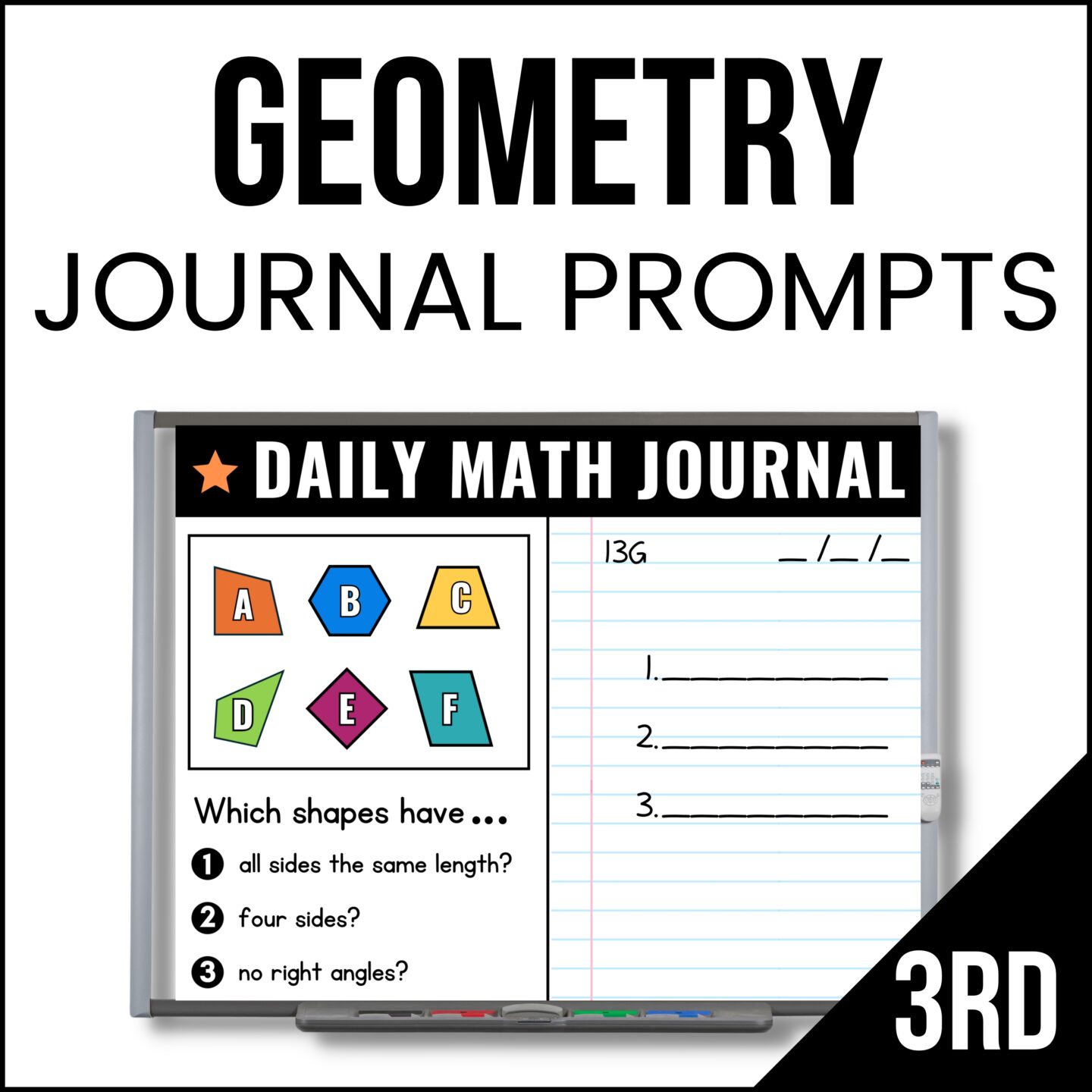 3rd Grade Geometry Math Journal Prompts - Shape Attributes - Area ...
