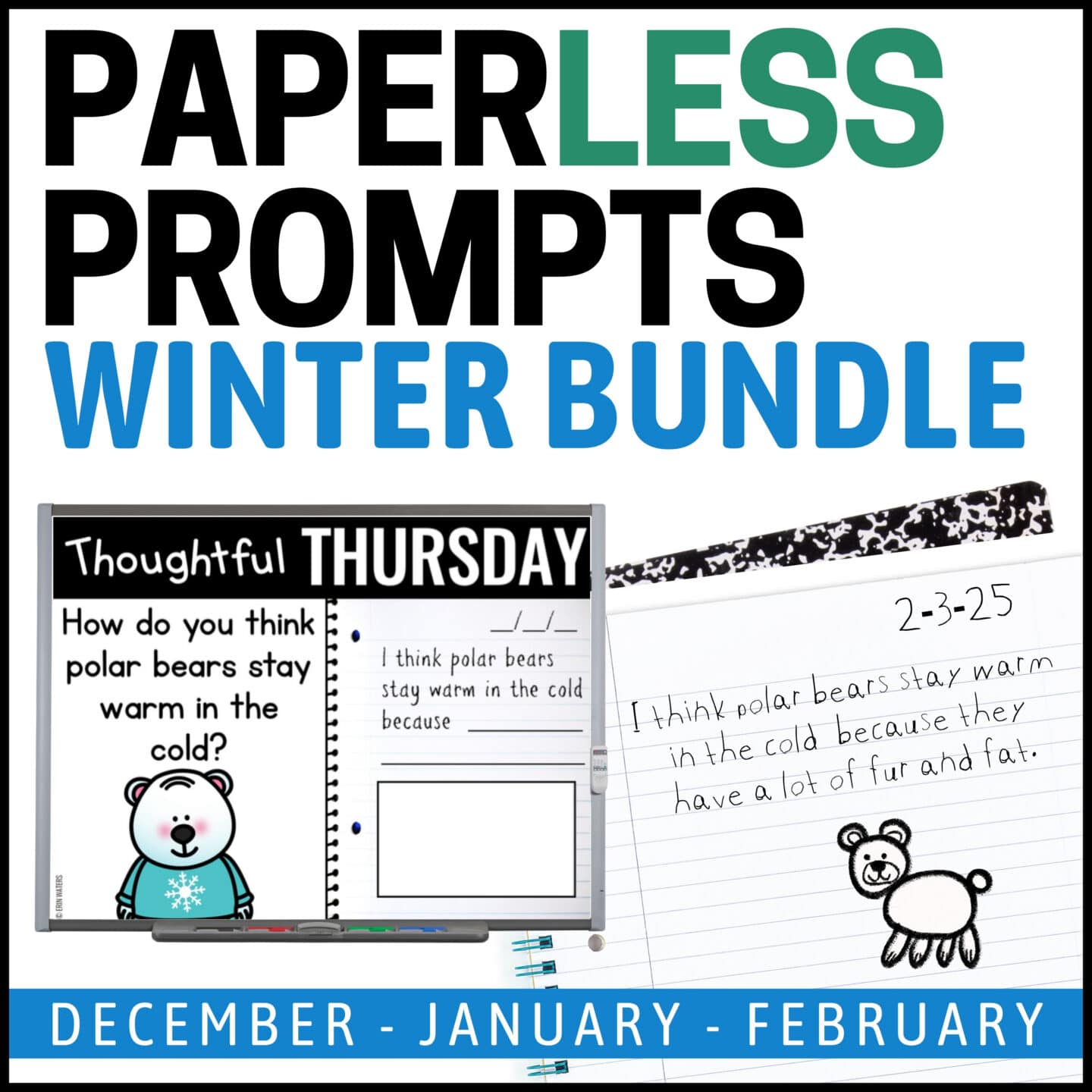 Winter Writing Prompts - 1st Grade Writing Prompts Bundle - Erin Waters EDU