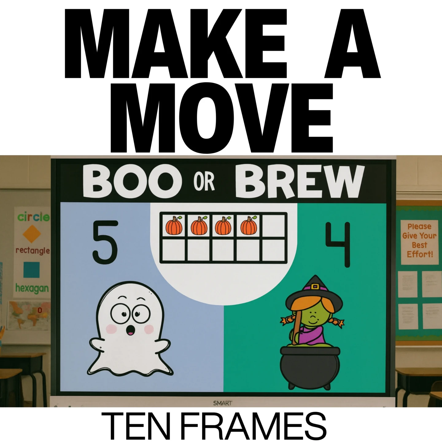 Halloween Math Game for Movement & Ten Frames Practice - Counting to 10 ...